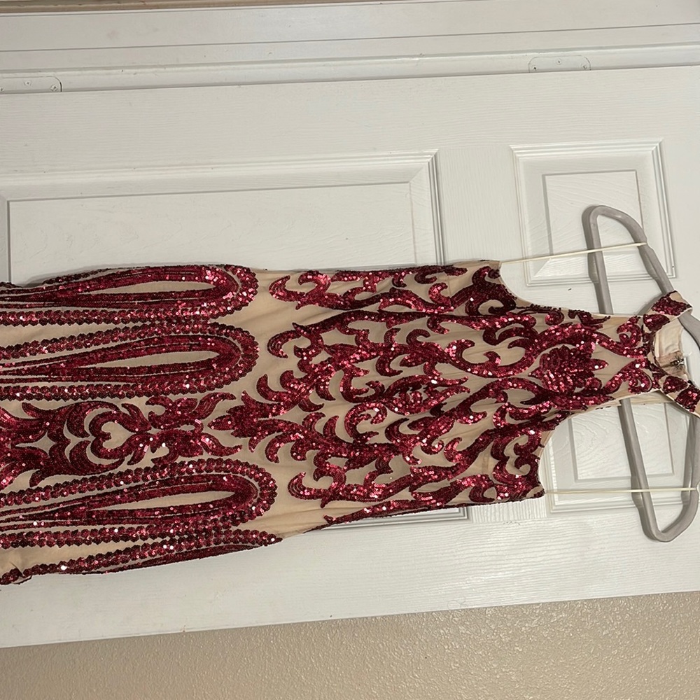 Mini Dress Red Sequence , Nude Color Under, Brand Win… - Gem